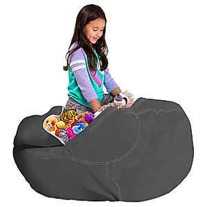 Posh Stuffable Kids Stuffed Animal Storage Bean Bag Chair Cover - Childrens Toy Organizer, X-Large 48" - Heather Gray