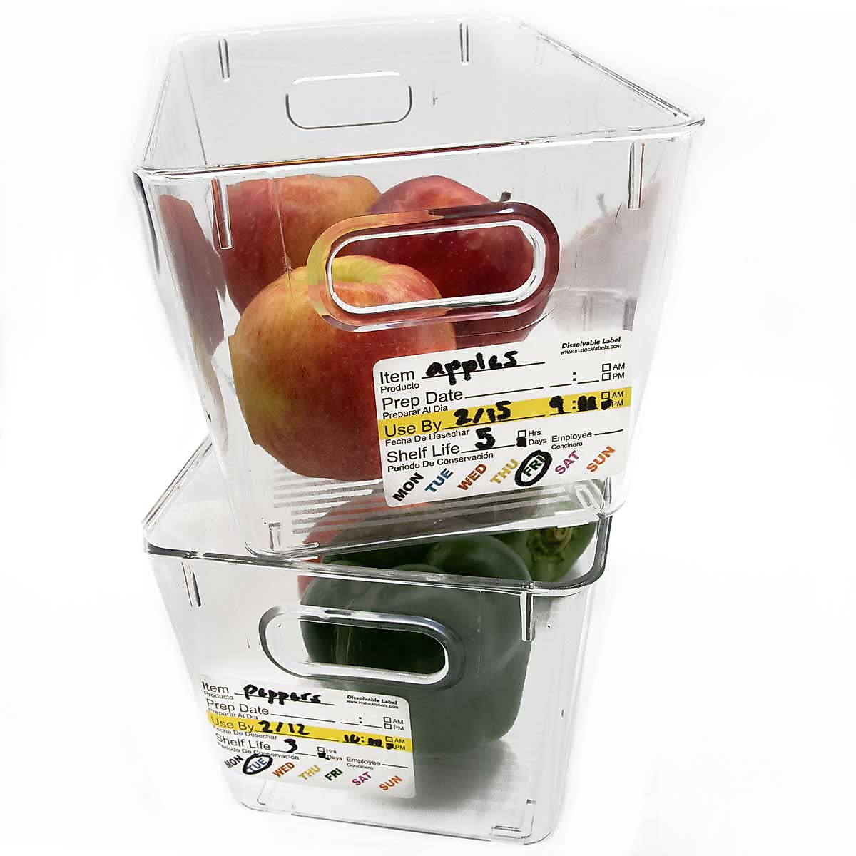 Dissolvable Food Rotation Labels, 2” x 3” Adhesive Stickers, 500-Pack