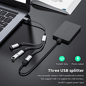 USB C Male to Three USB Female Cable,USB c Splitter to USB USB c Splitter Audio and Charging Type C to 3 Type A 2.0 Port Splitter Multi Hub for MacBook,iPad Pro Air,Microsoft Surface Go,PC,Laptop