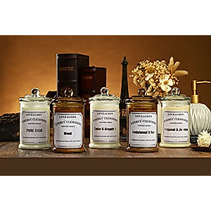 Lovracoon Pure Sage Smudge & Long Lasting Burning Jar Candle for House Energy Cleansing, Negative Energy Purification and Chakra Healing, Natural Soy Wax Jar Candle with Gift Box（White Sage,Large）