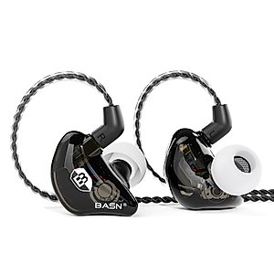 BASN Bsinger BC100 in Ear Monitor Headphones Universal Fit Noise Isolating IEM Earphones for Musicians Singers Studio Audiophiles (Black)