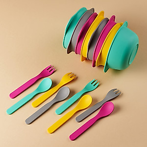 GET FRESH PLA Kids Spoons and Forks Set – 8-Pack Melamine Free Utensils for Kids & Toddlers – Biodegradable Childrens Cutlery Spoons and Forks – Reusable Microwave Safe PLA Kids Dinnerware