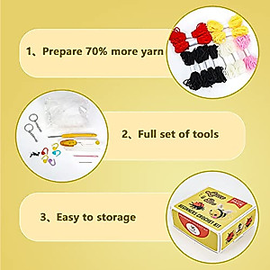 PP OPOUNT Beginner Crochet Kit - Cute Bee & Ladybug, Complete Crochet Kit for Beginners, Starter Pack for Adults and Kids, Includes Step-by-Step Instruction and Video Tutorials