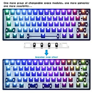 Guffercty kred GK61X PCB Plate Case 60% Keyboard Custom Hot Swappable RGB Keyboard DIY Kit Wired Tyce-C for 3/5 Pin Switch (GK61X White)