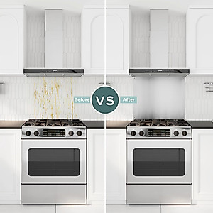 zsttion Stainless Steel Backsplash ，24 x 30Inch Range Hood Stove Backsplash for Kitchen Wall，Stainless Steel Sheet Four Pre Drilled Holes for Easy Installation (1)