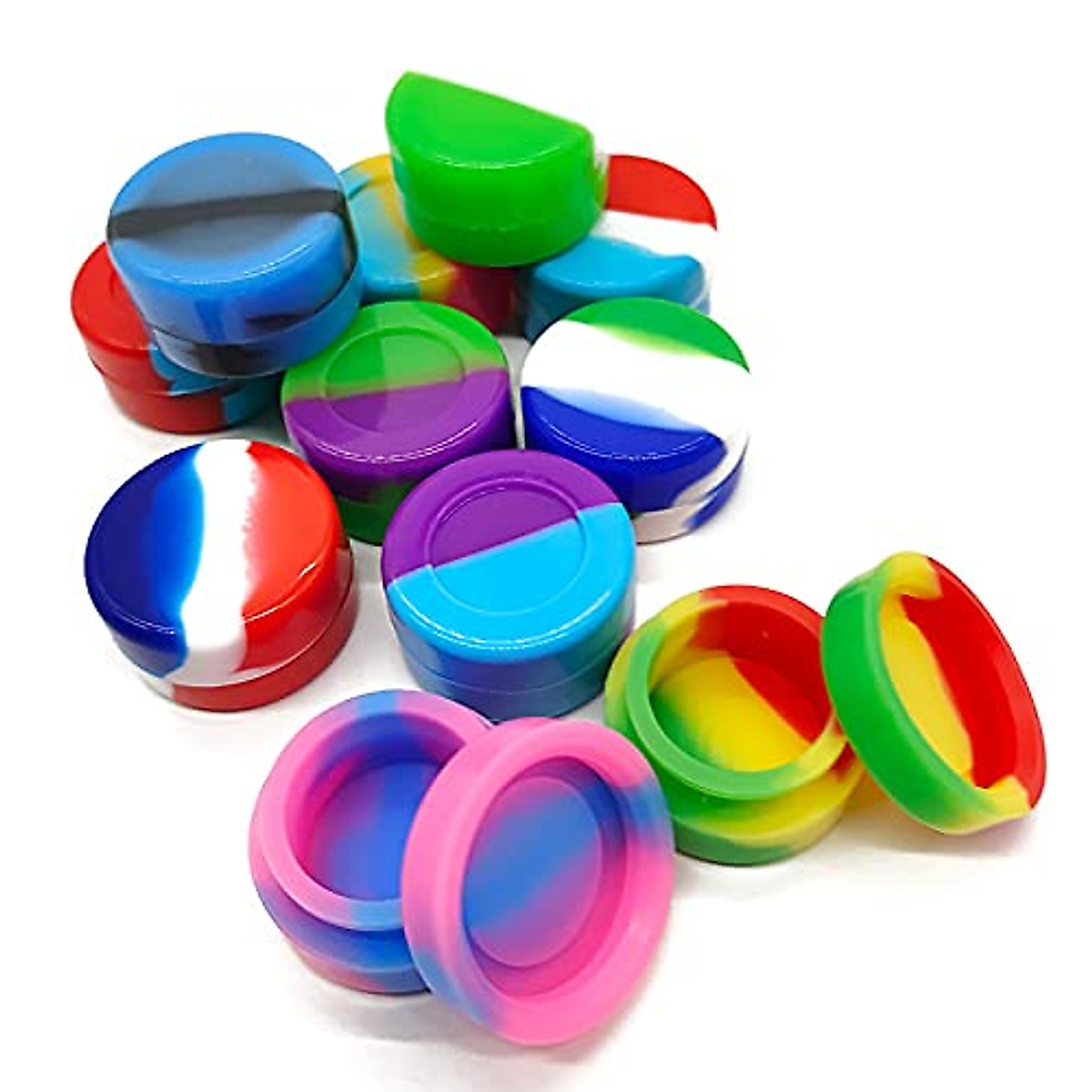 Silicone containers 10 Pcs Silicone Round Wax Concentrate Containers Non-Stick Silicone Oil Storage Jar Mini Container for Multi Use - Wax, Skin Cream, Paint, Jewelry, Beads, Spices and More(2ml)