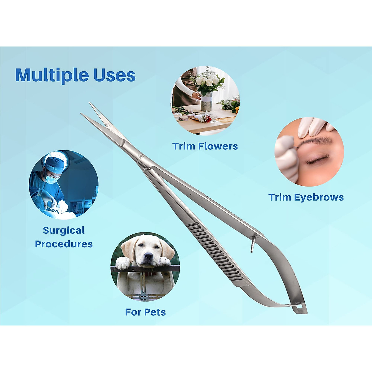 Castroviejo Scissors 5.5 inches STRAIGHT stitch cutting embroidery spring action extra sharp ARTMAN