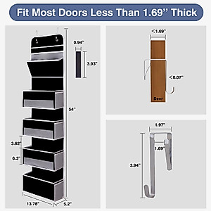 SHALORY Over Door Hanging Organizer,5-Shelf and 4 Side Pockets with Velcro Stickers Secure Heavy Duty Organization for Bedroom Pantry Nursery Cosmetics Clothes Toys and Diapers