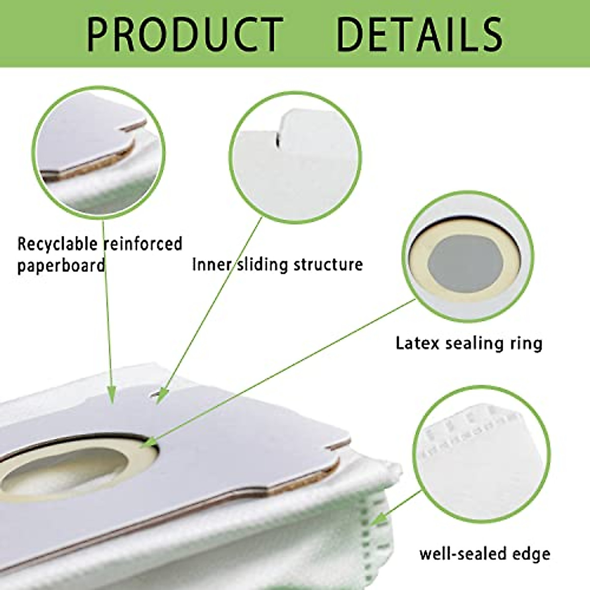 E-HAO 6 Pack Vacuum Bags Compatible for iRobot Roomba - i & s & j Serie, Replacement Dust bag for iRobot Roomba j6+/j7+/j8+/i1+/i2+/i3+/i4+/i5+/i6+/i7+/i8+/s9+ Automatic Dirt Disposal bags