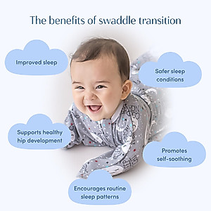 SleepingBaby Zipadee-Zip Transitional Swaddle Sack, 12-24 Month - Roomy Zipper Swaddle for Easy Diaper Changes and Proper Hip Development - Baby Swaddle Sack, Large - Goodnight Moon