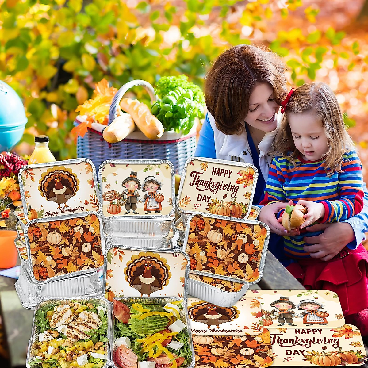 36Pcs Thanksgiving Tin Foil Containers with Lids Disposable Aluminum Thanksgiving Leftover Containers with Lids Thanksgiving Foil Food Pan