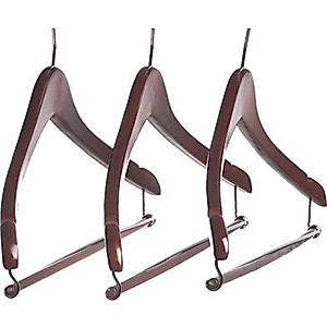 The Great American Hanger Company Curved Wood Suit Hanger w/Locking Bar, Box of 100 17 Inch Hangers w/Walnut Finish & Chrome Swivel Hook & Notches for Shirt Dress or Pants