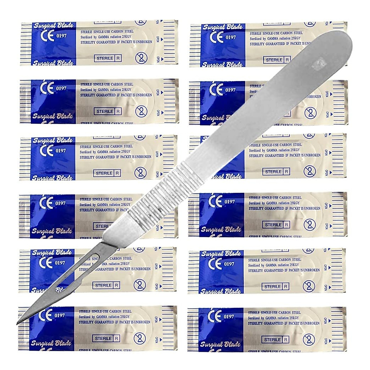 25 Pcs Scalpel Blades BP Scalpel Handle #11 Suitable for Surgical Sign Craft Card Making Cutter Podiatry Dental Medical Vet Students