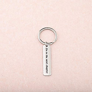 WUSUANED On to the Next Chapter Keychain Retirement Gift Graduation Gift Divorce Gift (Next chapter keychain)