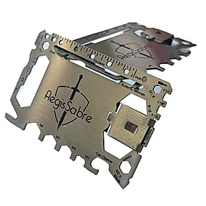 AegisSabre 50 in 1 Credit Card Sized Multitool Fits Wallet and bottle opener Minimalist Everyday Carry Tool Amazing gift for him Husband Dad Men Valentine Gift Idea for him | Silver Edition