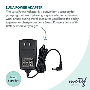 Motif Medical, 12V Luna Power Adapter, Replacement Parts for Luna Breast Pump