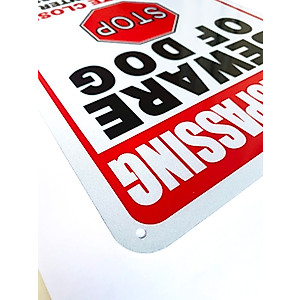 No Trespassing Beware of Dogs Stop Keep Gate Closed Do Not Enter Without Permission or Owner Present Sign for Room Wall Bathroom Decoration 12 x 8 Inch (2 Pack)