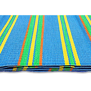Camco Handy Mat with Strap, Perfect for Picnics, Beaches, RV and Outings, Weather-Proof and Resistant (Blue/Green - 60" x 78") - 42805