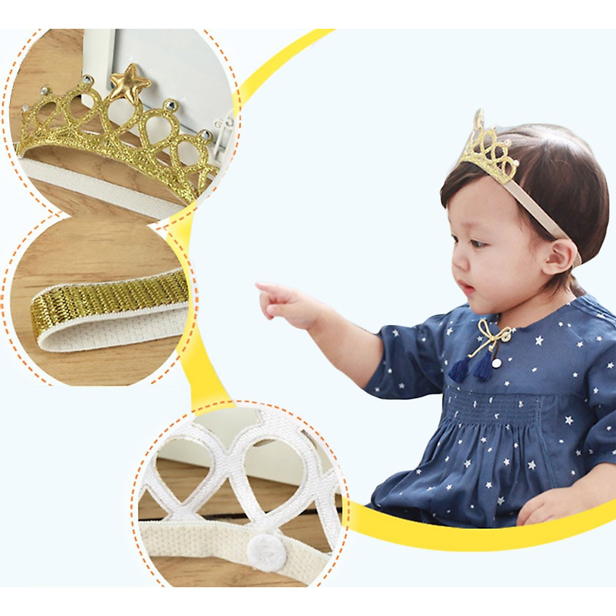 DANMY Baby Girl Super Elastic Headband Toddler Hair Band Soft Headwrap Crown Children Hair Accessories