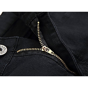 Men's Black Skinny Slim Fit Stretch Straight Leg Fashion Jeans Pants, 29W
