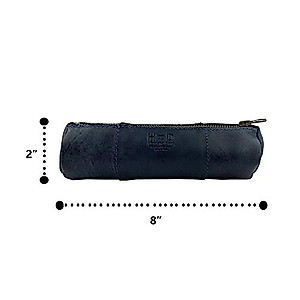 Hide & Drink, Rustic Leather Cylinder Case (Cords, Keys, Office & School Supplies, Change, Personal Items, Cables & Dongles) Raw Sueded Interior, Handmade Includes 101 Year Warranty :: Slate Blue