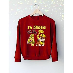 Paw Patrol Four Birthday Shirt Rubble Digging 4 Year Birthday Shirt Boy Red