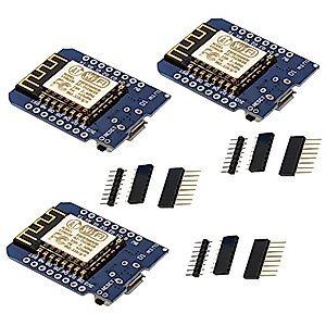 JacobsParts 3-Pack D1 Mini NodeMCU LUA MicroPython WiFi ESP8266 ESP-12 WeMos Microcontroller