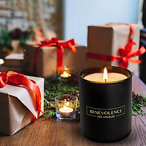 Benevolence LA Candles Bergamot & Jasmine Scented Candle | Soy Candles, 8 Oz Scented Candles for Home Scented, Christmas Gifts for Men | 45 Hour Burn Seasonal Candles for Women | Jasmine Candle