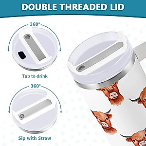 ODAWA 40oz Fall Insulated Tumbler with Straw and Handle, Cute Highland Cows Double Wall Insulated Tumbler