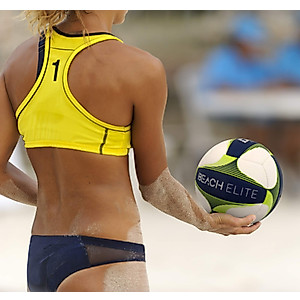 Baden | Perfection Beach Elite | Weather Resistant Cover + Raised Seem for Maximum Play | Official College Beach Volleyball | All Ages | Official Size 5 | Navy/Green/White | Official AVCA Beach Ball