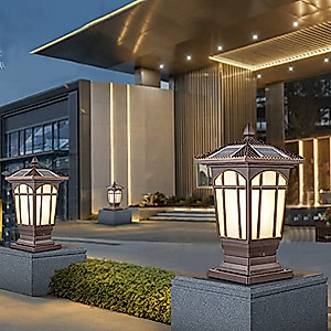 Post Lights Outdoor Simple Metal Solar Post Light IP55 Outdoor Waterproof Wall Post Light Control Villa Garden Pillar LED Night (B) ()