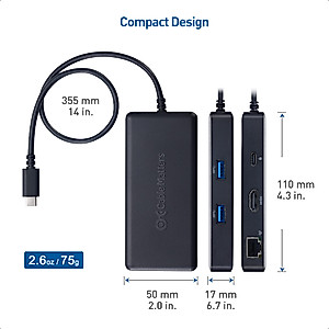 Cable Matters [Works with Chromebook Certified] 4K@60Hz USB C Hub HDMI, USB-C Multiport Adapter with HDMI, 2X USB 3.0, Gigabit Ethernet, and 86W PD