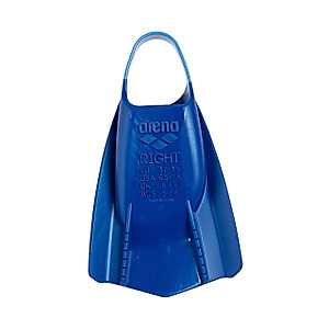 Arena Unisex Adult Powerfin Pro II Swim Training Fins Men and Women Silicone Short Blade Flippers Left/Right Customized, Blue, Size 9.5-10.5