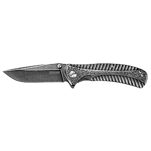 Kershaw Starter Folding Pocket Knife (1301BW); 4Cr14 Steel Blade With Black-Oxide BlackWash Finish, SpeedSafe Assisted, Single-Position Deep Carry Clip; 3.5 oz., 3.5 In. Blade, 7.9 In. Overall Length