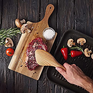 Mr.Art Wood Burger Wooden BBQ 15" Tongs - Made in Europe, Natural Ash Wood – Ergonomic Design for Comfortable Grip, Heatproof Leather Loop, Perfect Tongs for Buns, Steaks and Grill