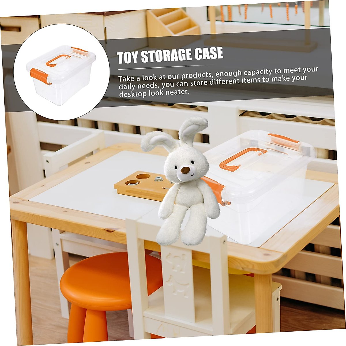 KOMBIUDA 4pcs Box Portable Storage Box Clear Stand Clear Handbags Small Plastic Bins 16 Quart Storage Containers with Lids Toy Containers with Lids Storage Containers for Organizing Make up