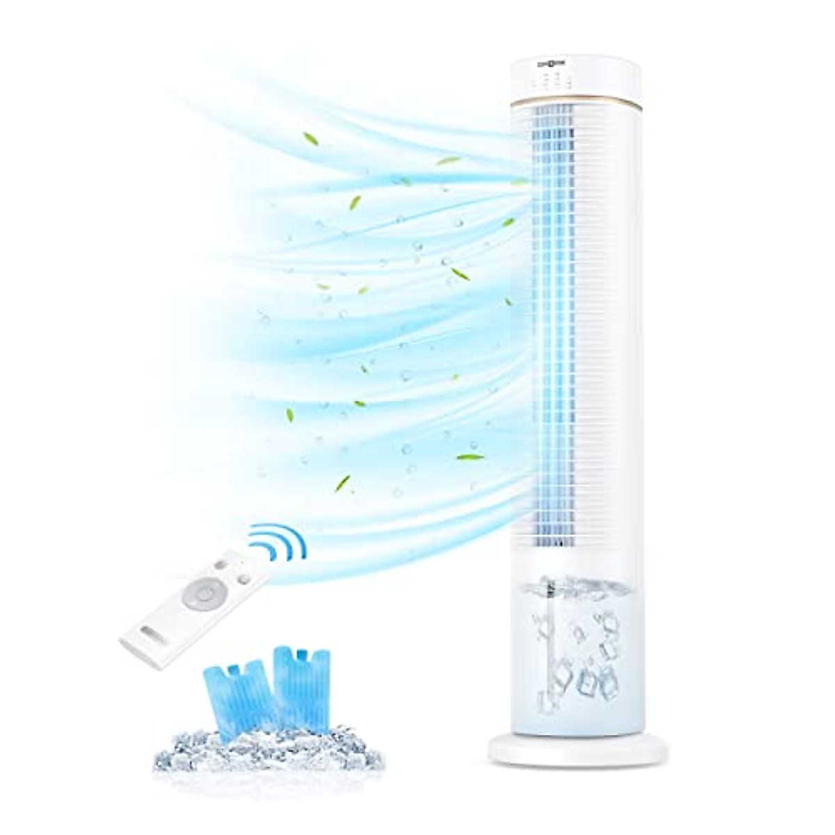 Evaporative Cooler, PARIS RHÔNE 3 in 1 Evaporative Air Cooler 45" Air Cooler 80° Oscillating 19” Air Outlet Cooling Fan 4 Speeds 3 Modes 6L Water Tank Portable Universal Casters White