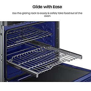 SAMSUNG 30" Smart Double Wall Oven w/Steam Cook, Wi-Fi, Large Oven Capacity, NV51K6650DG/AA, Fingerprint Resistant Stainless Steel, Black