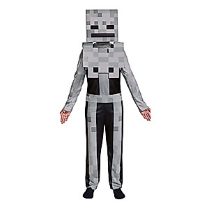 Minecraft Skeleton Costume for Kids, Video Game Inspired Character Outfit, Classic Child Size Large (10-12) Gray