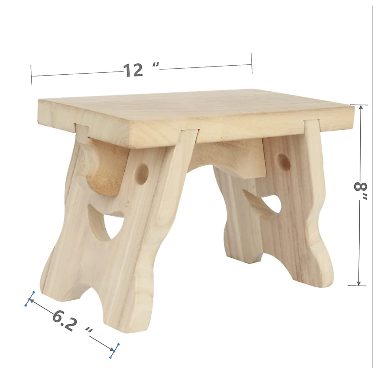 famobay Inovative Hand Crafted Hardwood Kid's Step Stool,Unfinished, No Glue, Screws, Staples or Nails, Lightweight and Sturdy, Plant Stand,Toddler Stool Chair, Unfinished Natural