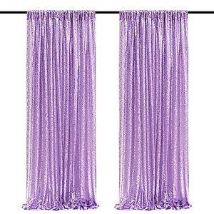 SoarDream Wedding Sequin Backdrop Lavender 2 Pieces 2ftx8ft Glitter Curtain Backdrop Arch Fabric Drapes for Baby Shower Birthday Party Decoration