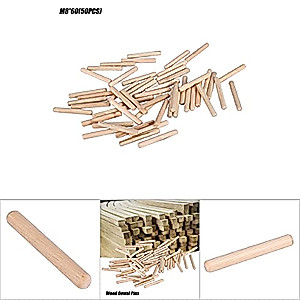 Entatial M8 Wooden Dowel Pins, Practice Fine Workmanship Wood Dowels Reliable Connection Solid Design for Household(M8*60(50PCS))