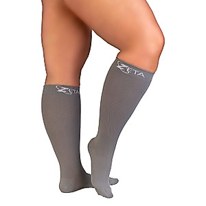 Zeta Wear Plus Size Leg Sleeve Support Socks - The Wide Calf Compression Socks Men and Women Love for Its Amazing Fit, Cotton-Rich Comfort, Compression & Soothing Relief, 1 Pair, 3XL, Gray