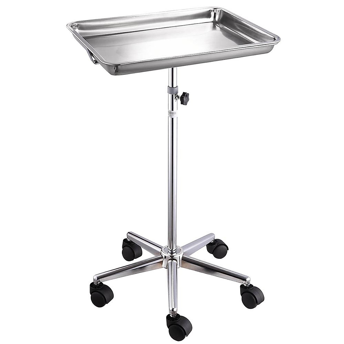Durable Instrument Stand Adjustable Height Sitting Standing w/Removable Stainless Steel Tray & 5 Legs for Home Medical Equipment Personal Care Tattoo Parlor US Delivery