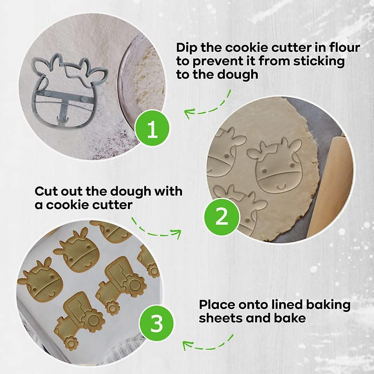 Moose Goods Farm Animal Cookie Cutters - Set of 10 Cookie Cutters for Kids Birthday Party or Themed Parties - Includes Chicken, Pig, Cow, Horse, Duck, Goat, Sheep, Bunny, Barn, & Tractor Cookie Cutter