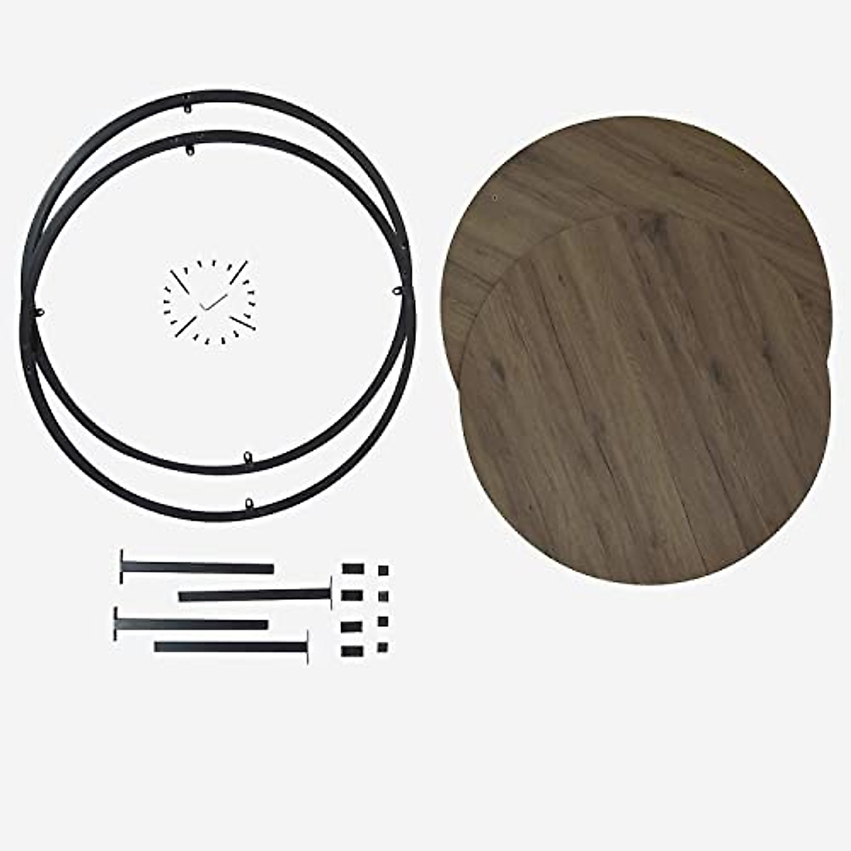 NSdirect 36 inch Round Coffee Table,Coffee Table for Living Room,2-Tier Rustic Wood Desktop & Sturdy Metal Legs Table Modern Design Home Furniture with Storage Shelf (Light Walnut)