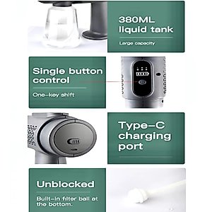 KONBANZE Handheld Nano Machine Fogger Machine，Electrostatic Sprayer，Sanitizer Spray Machine with Blue Light，Electrostatic Nano Atomizer Sprayer & Cordless Nano Steam for Home Office Garden ues (Gray)
