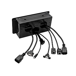 Outlet Embedded, Conference Room Desktop Information Box, Pop up Outlet Desktop Connection Box with 2 Independent Power, USB, RJ45, VGA, HDMI, 3.5 mm Audio for Office (Black)