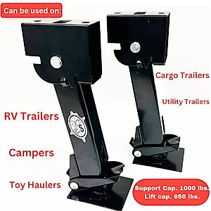 Southwest Wheel Pair of Black Painted Telescoping Trailer Stabilizer Jacks with Handle and Mounting Hardware (1000 lbs. support capacity 650 lbs. lift capacity each)