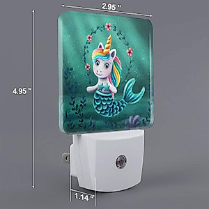 Cute Mermaid Unicorn Night Light Plug into Wall Decorative LED Lamp for Kids Children Girls Adult, Night Light Plug in Cute Mermaid Unicorn Nightlight for Bedroom Bathroom